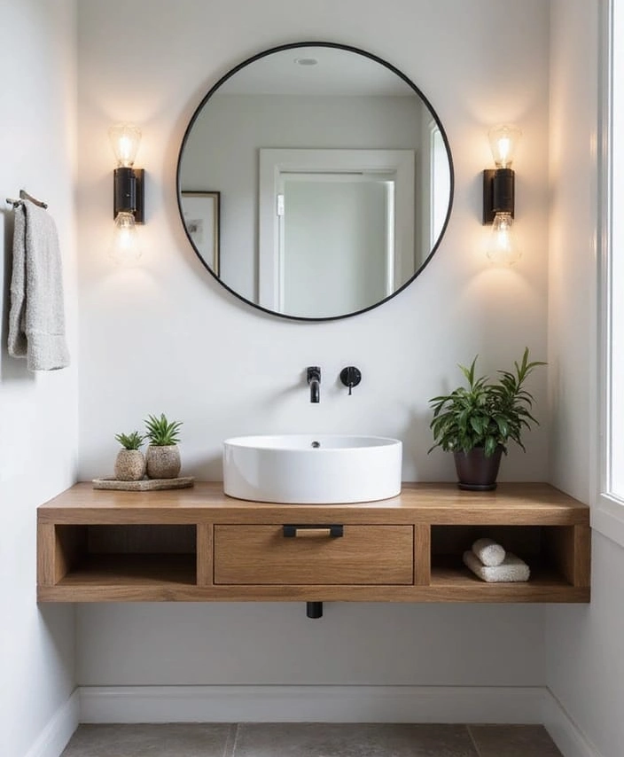 35 Unique Floating Vanity Ideas With Mirror For Small Bathrooms (Sleek ...