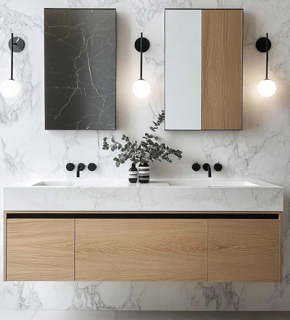 35 Unique Floating Vanity Ideas With Mirror For Small Bathrooms (Sleek ...
